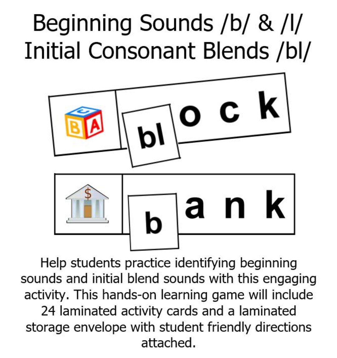 Beginning Sounds B, L & Blends Bl Teacher Made Literacy Phonics Center ...