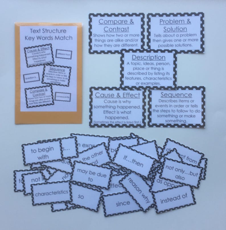 Educational Literacy Center Learning Game Text Structure Signal Words ...