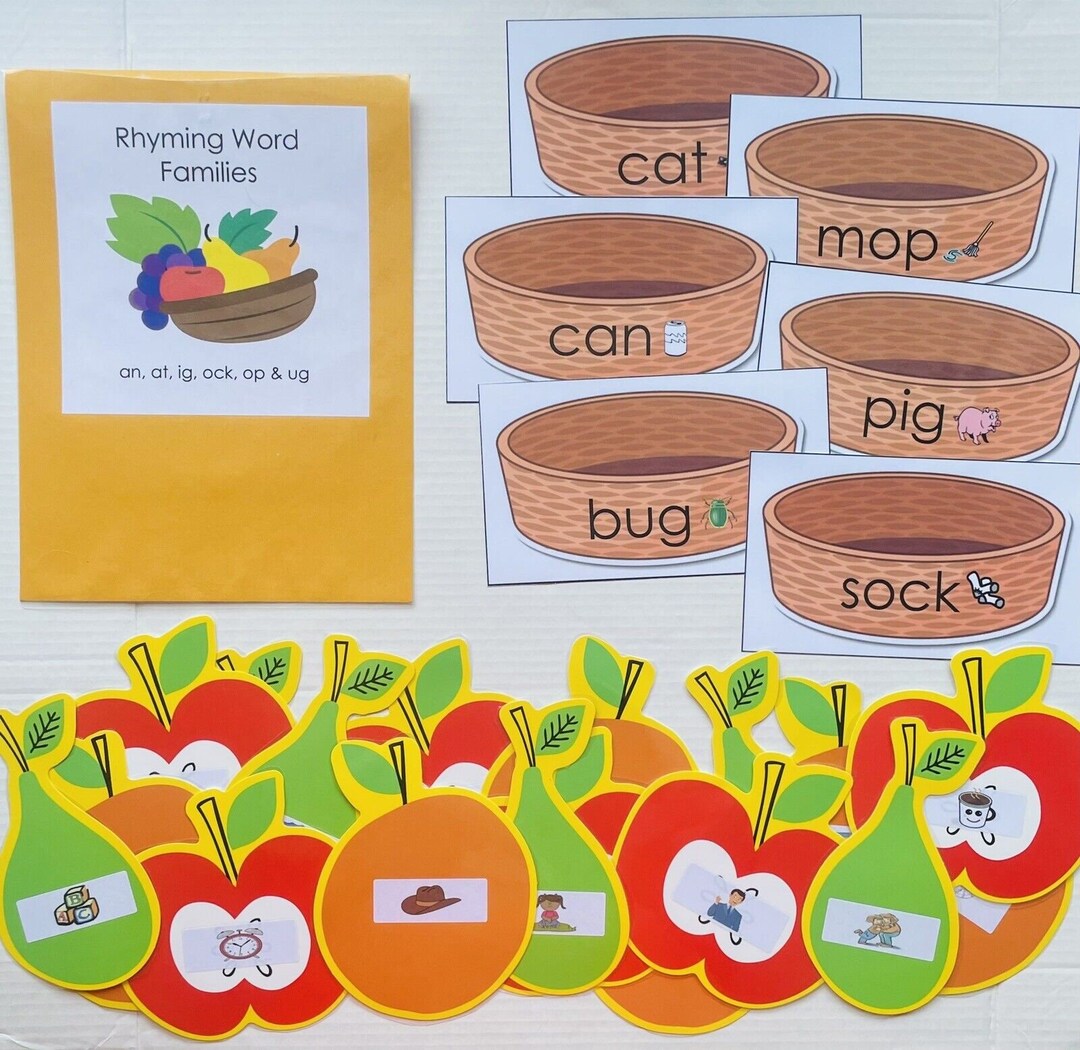 Educational Literacy Center Learning Resource Game Rhyming Word ...