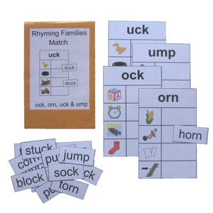 Educational Literacy Center Learning Resource Game Rhyming Families Ock ...