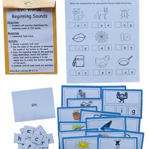 Educational Literacy Center Learning Resource Game CVC Words Beginning ...