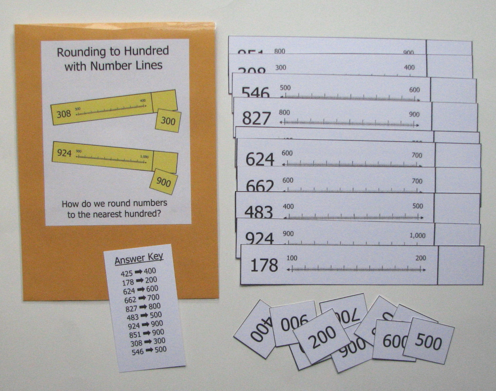 Educational Math Center Resource Game Rounding to Hundred With - Etsy