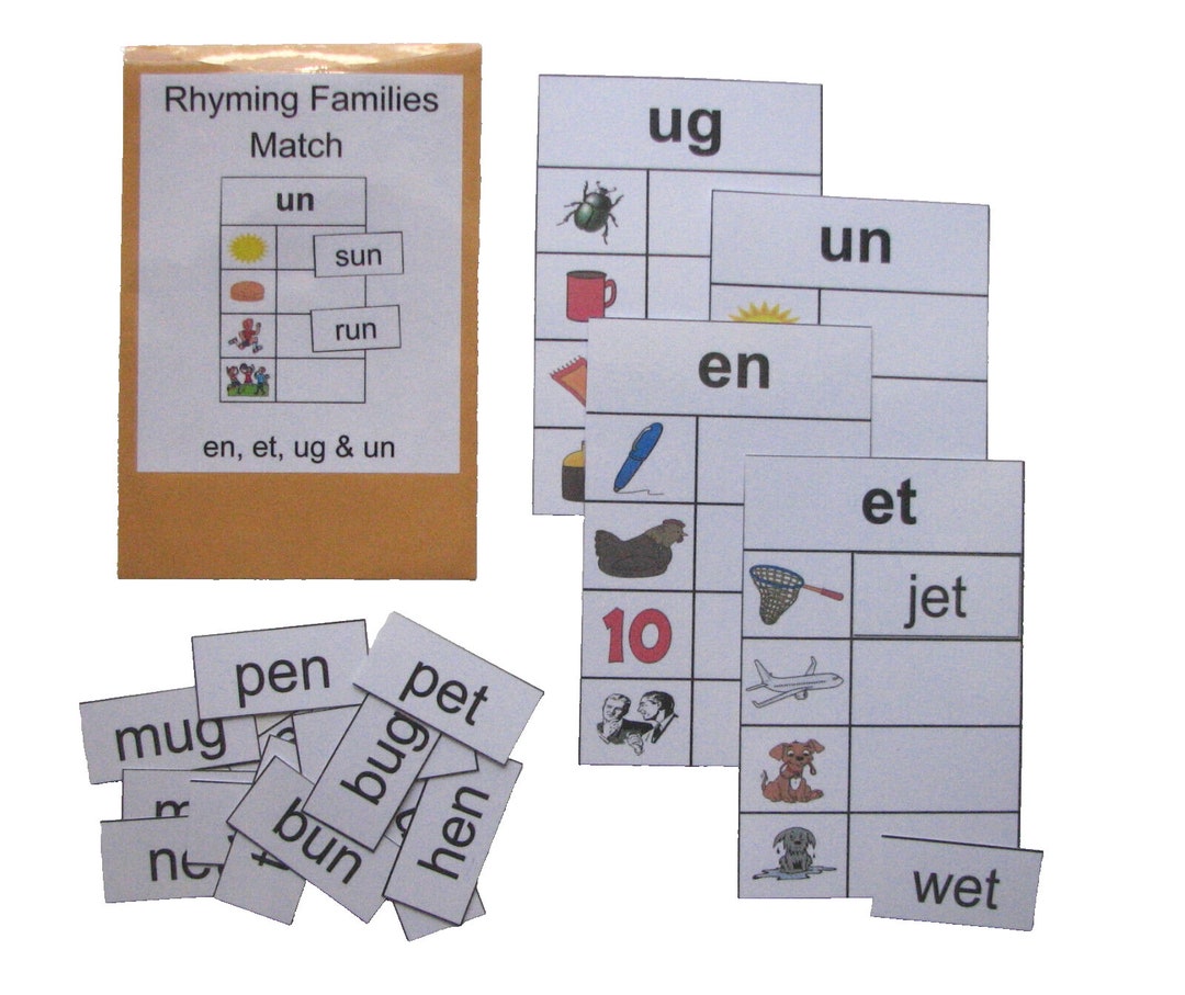 Educational Literacy Center Resource Game Rhyming Families En, Et, Ug ...