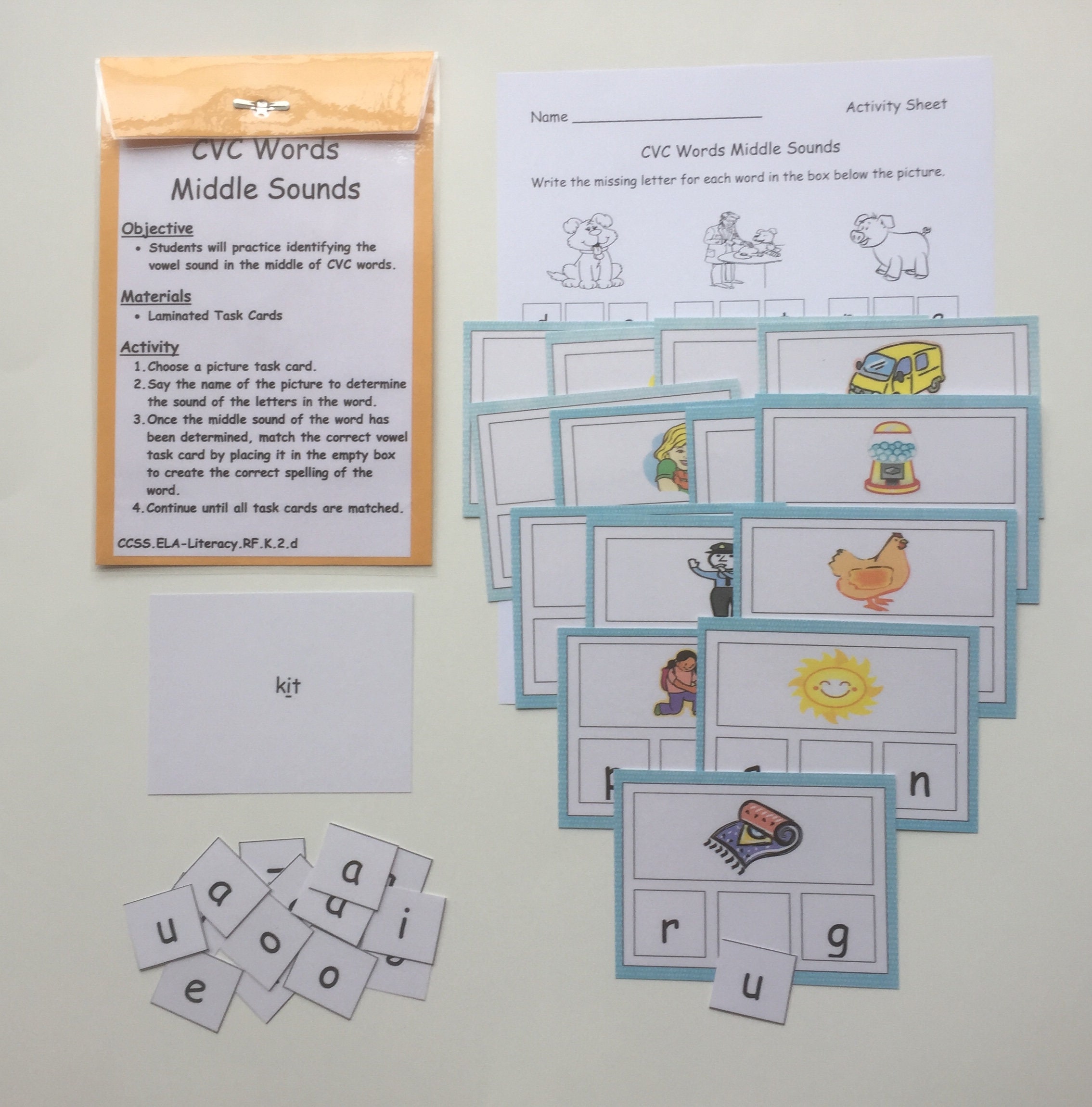 Educational Literacy Center Resource Learning Game CVC Words Middle ...
