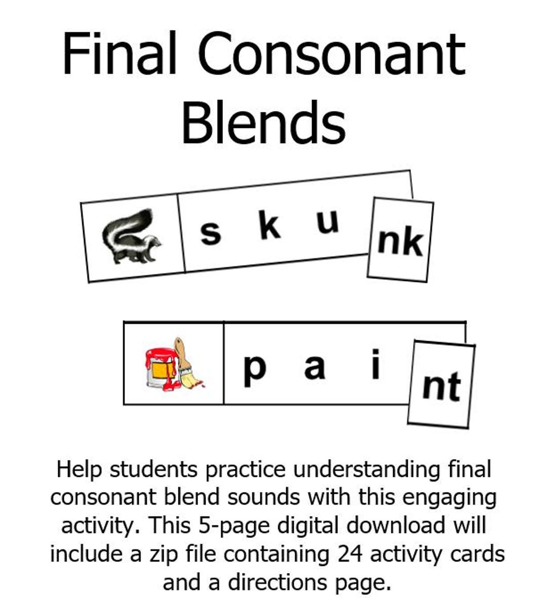 Final Consonant Blends Digital Download Phonics Activity Teacher Made ...