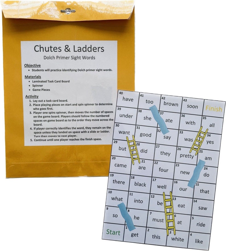 Educational Learning Resource Game Dolch Primer Sight Words Chutes ...