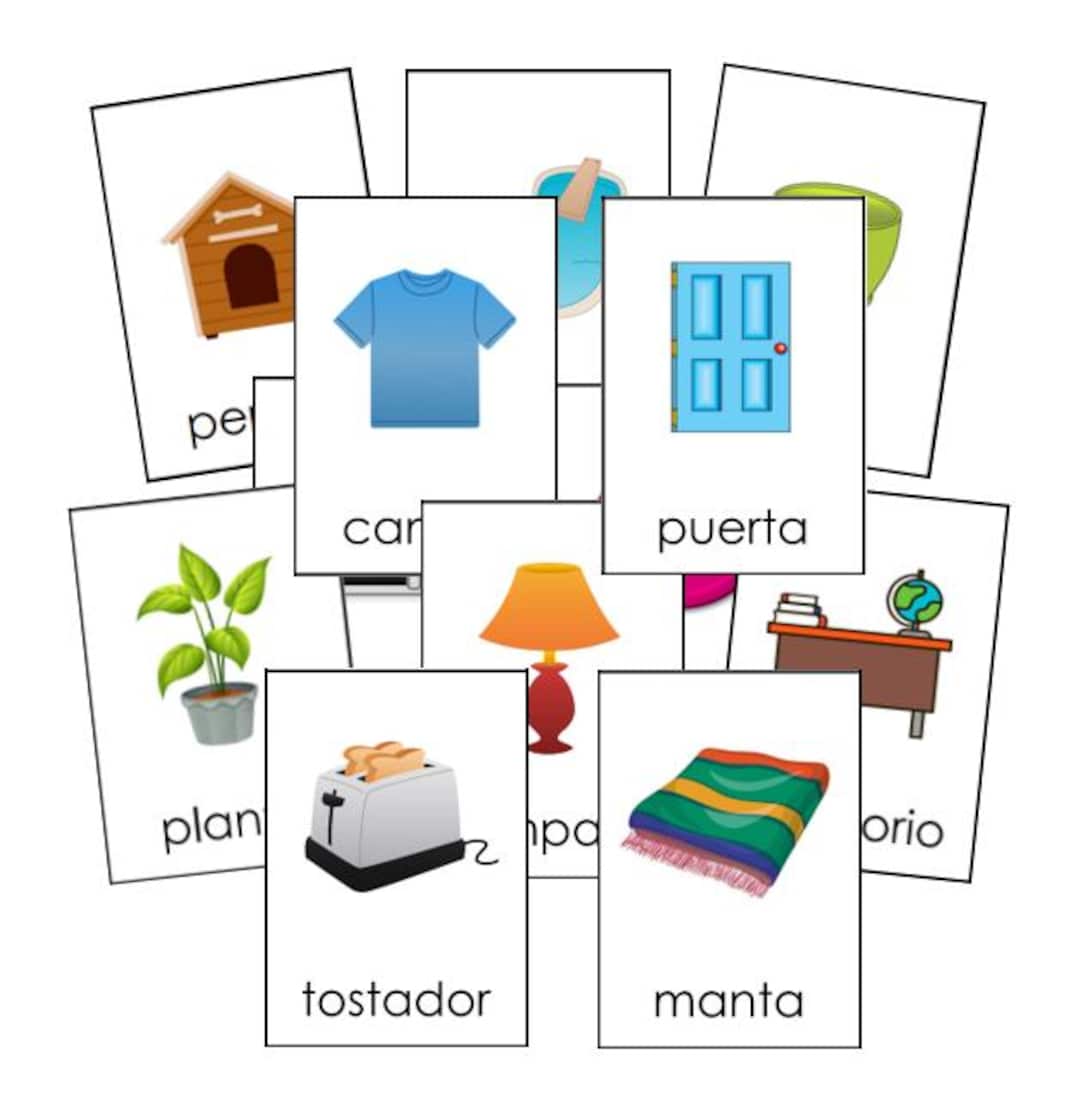 Digital Download Bilingual Spanish Picture Words Flashcards Around the ...