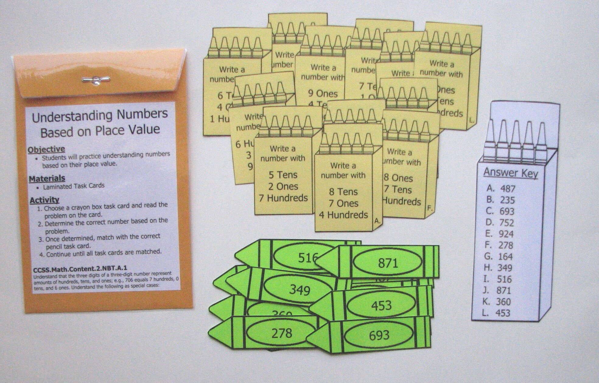 Teacher Made Math Center Resource Game Understanding Numbers Place ...
