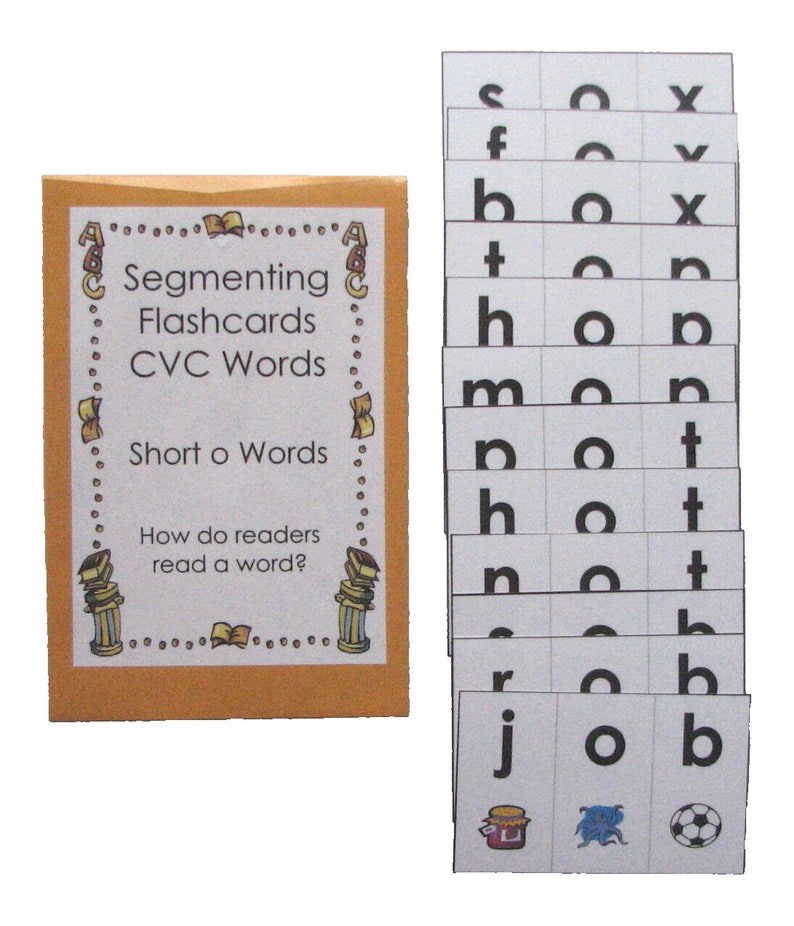Educational Literacy Center Segmenting Flashcards Short Vowel O CVC ...