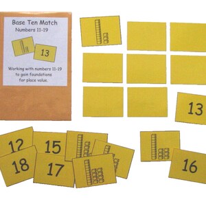 Educational Math Center Learning Resource Game Base Ten Match Numbers ...