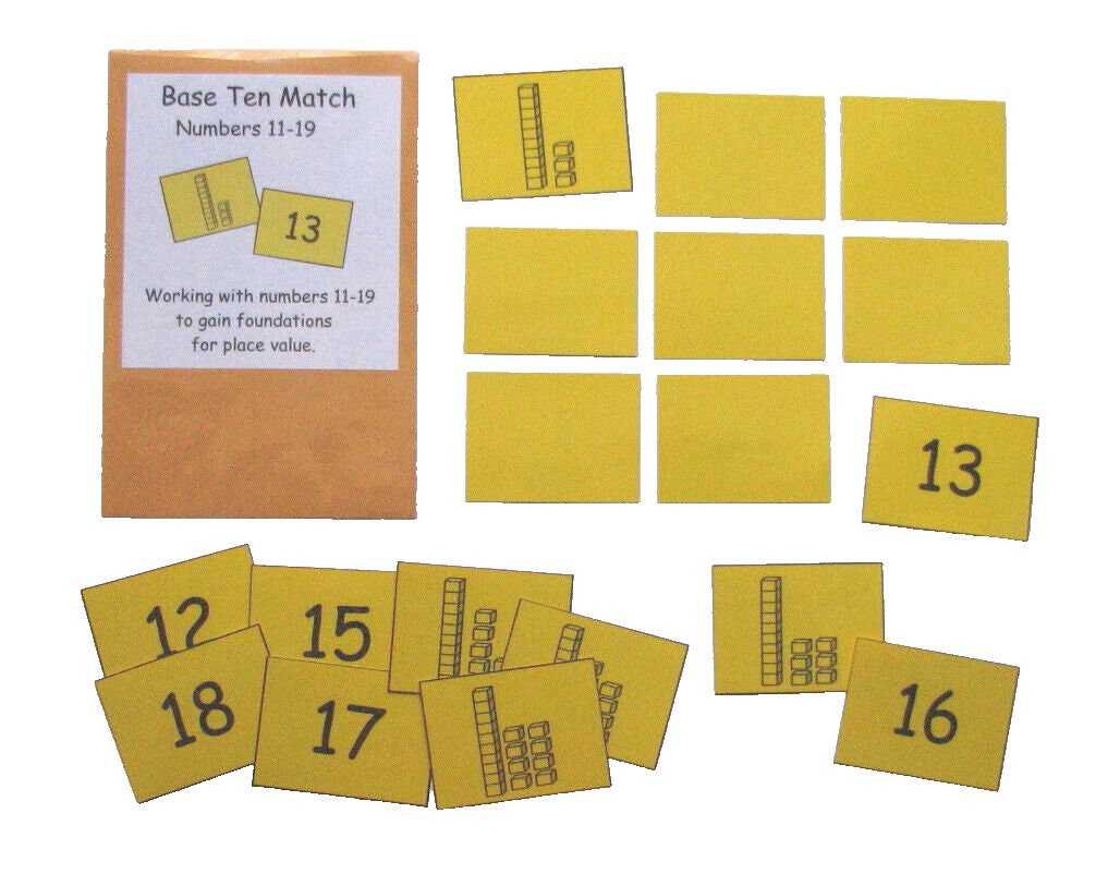 Educational Math Center Learning Resource Game Base Ten Match Numbers ...
