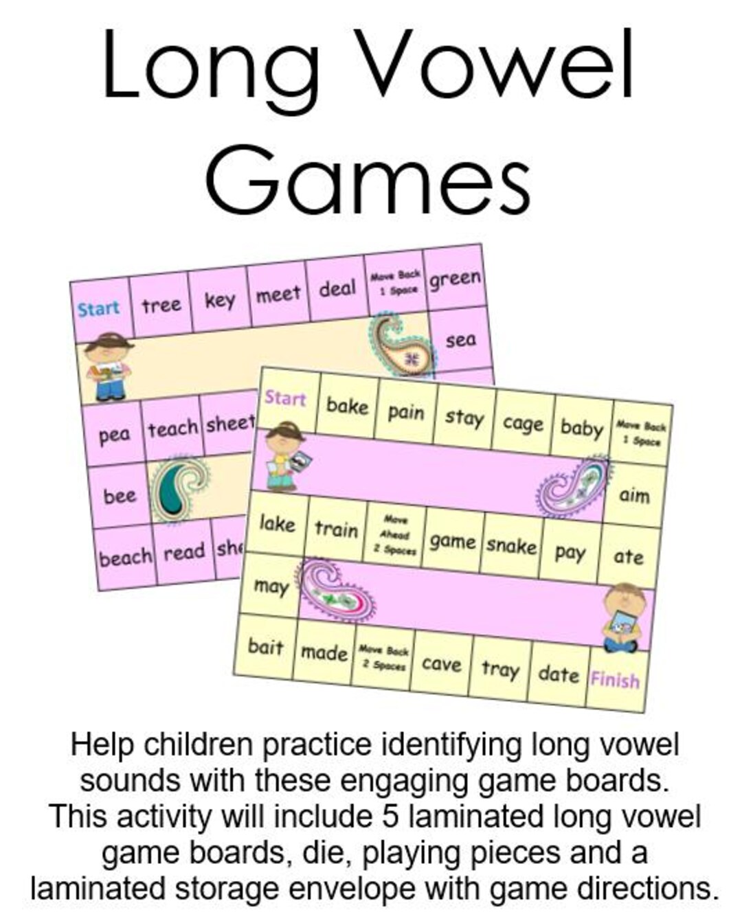 Teacher Made Literacy Center Educational Learning Resource Long Vowel ...