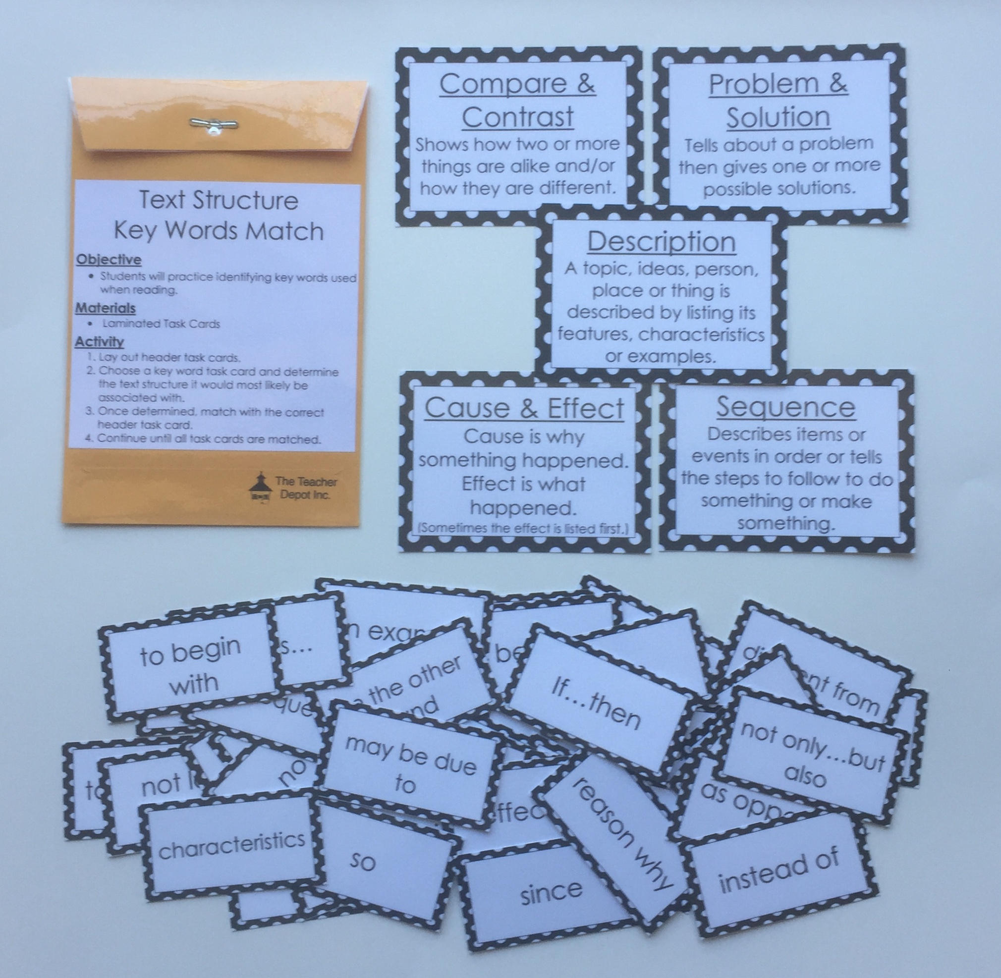 Educational Literacy Center Learning Game Text Structure Signal Words ...