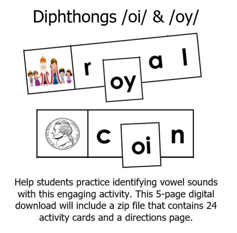 Diphthongs /oi/ & /oy/ Digital Download Phonics Activity Teacher Made ...