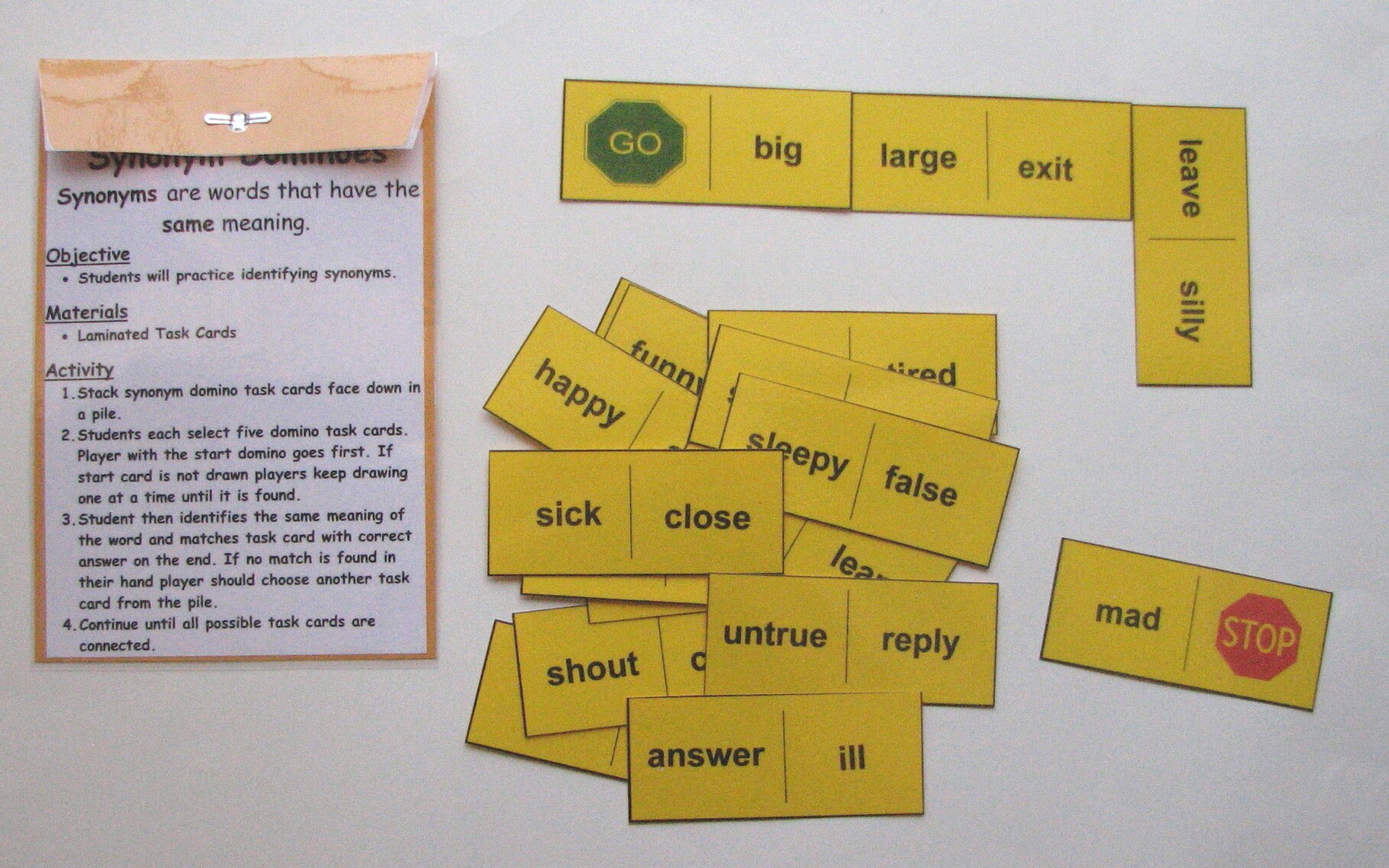 2 Teacher Made Literacy Centers Resource Games Synonym & Antonym ...