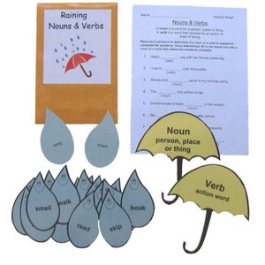 Teacher Made Literacy Center Learning Resource Game Nouns & Verbs - Etsy