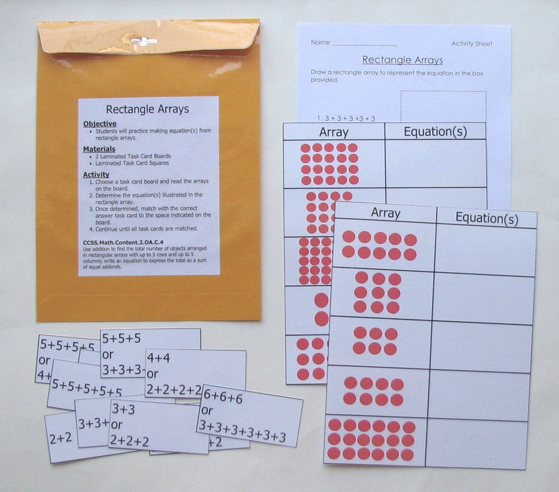 Educational Math Center Learning Resource Game Rectangle Arrays - Etsy