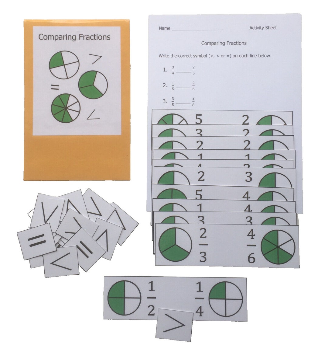 Educational Math Center Learning Resource Game Comparing Fractions - Etsy