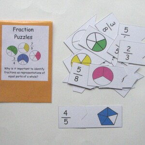 Educational Math Center Learning Resource Game Fraction Puzzles - Etsy