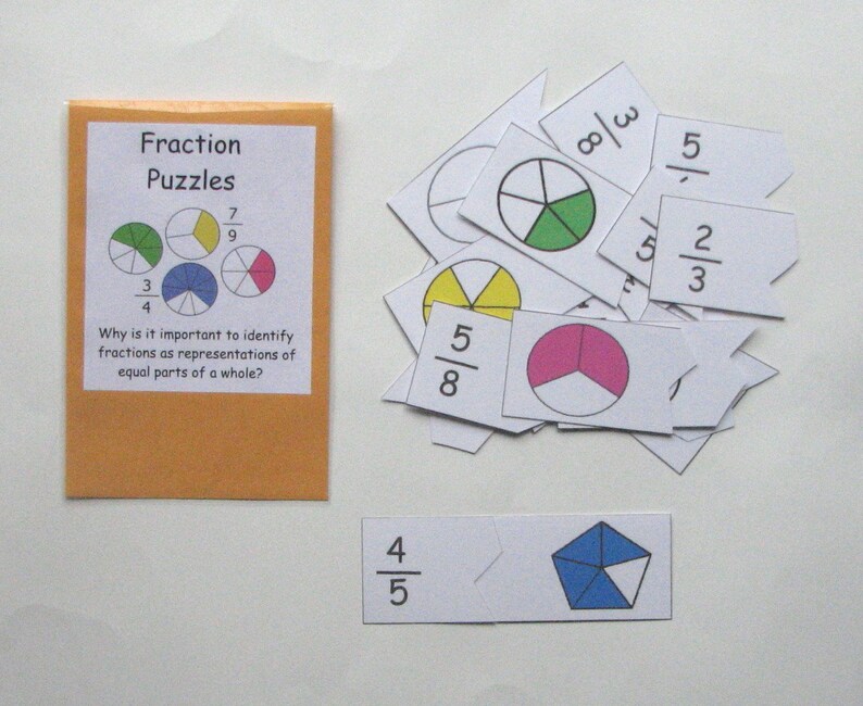 Educational Math Center Learning Resource Game Fraction Puzzles - Etsy