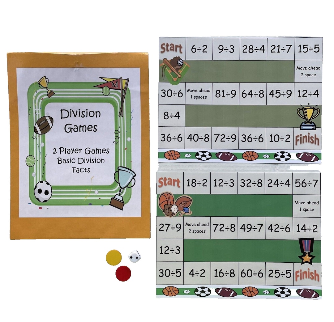 The Teacher Depot Math Center Learning Resource Games Division Facts - Etsy