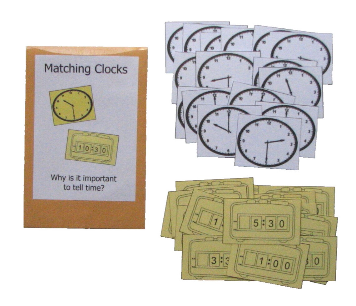 Educational Math Center Resource Game Time Hour & Half-hour Clock ...