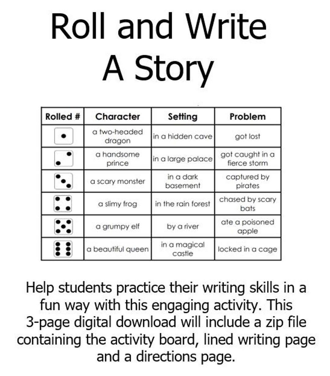 Roll and Write a Story Digital Download Learning Activity Homeschool ...