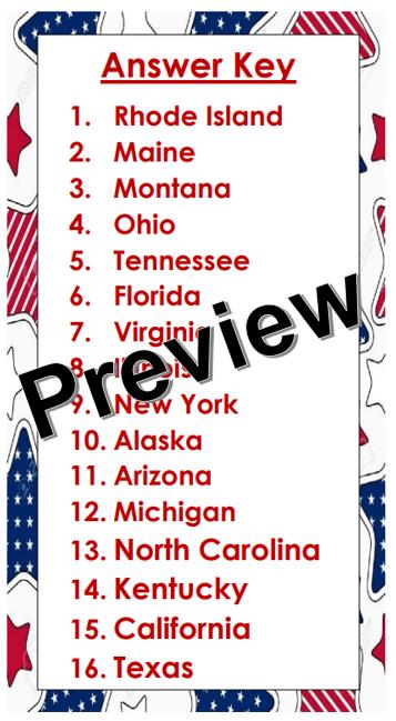 Geography State Riddles Digital Download Learning Game Classroom ...