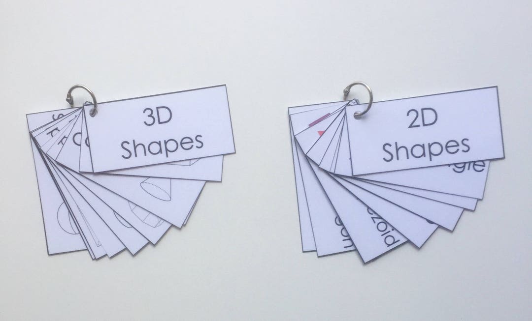 2 Educational Math Resource Learning 2D & 3D Shapes Flash Card Rings - Etsy