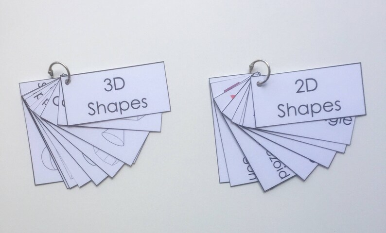 2 Educational Math Resource Learning 2D & 3D Shapes Flash Card Rings - Etsy