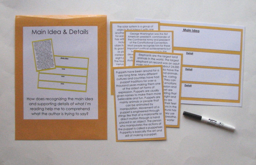 Educational Literacy Center Learning Resource Game Main Idea & Details ...