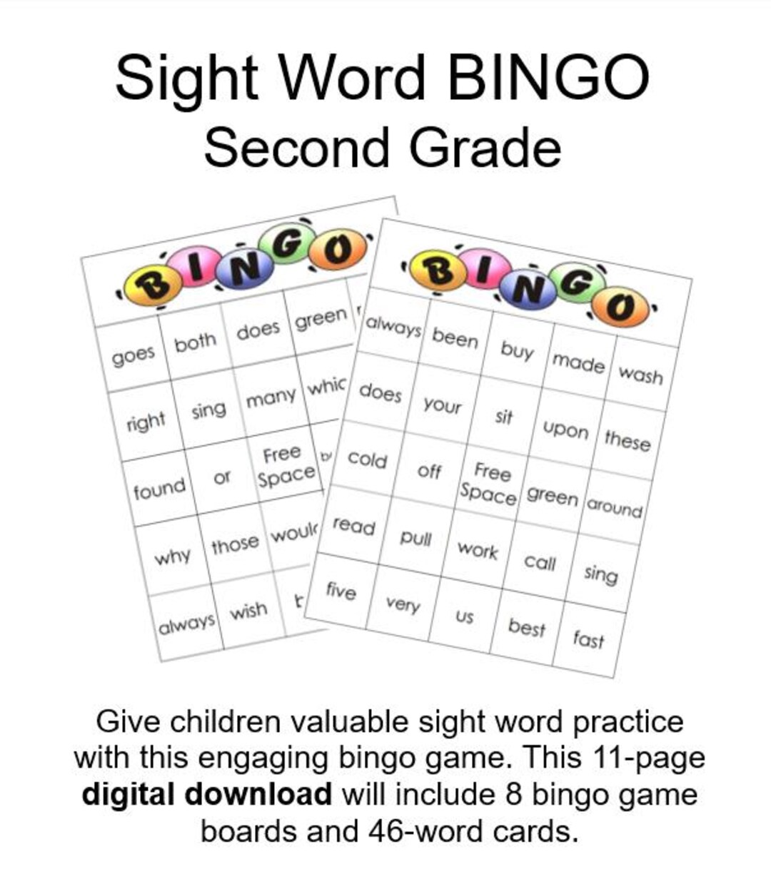 Second Grade Sight Words Digital Download Reading Activity Phonics ...
