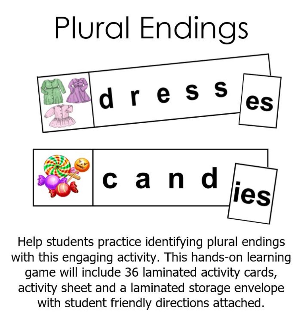 Plural Endings Literacy Activity Classroom Homeschool Learning Resource ...