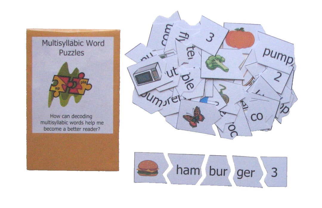 Educational Literacy Center Phonics Resource Game Multisyllabic Word ...