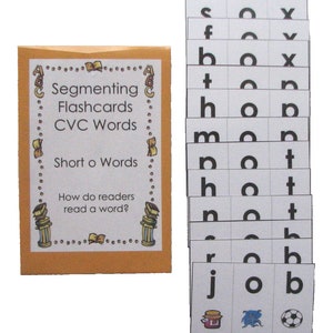 5 Educational Literacy Centers Segmenting Flashcards Short Vowel CVC ...