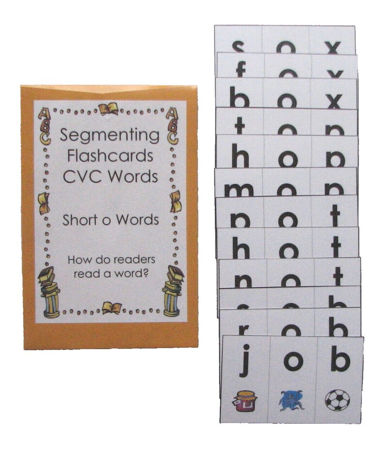 5 Educational Literacy Centers Segmenting Flashcards Short Vowel CVC ...