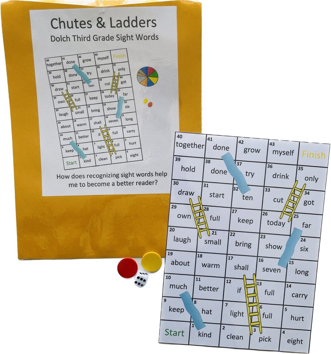 Educational Learning Resource Game Dolch Third Grade Sight Words Chutes ...