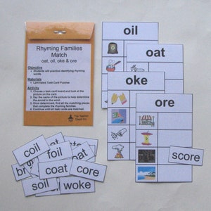 Educational Literacy Center Resource Game Rhyming Families Oat, Oil ...
