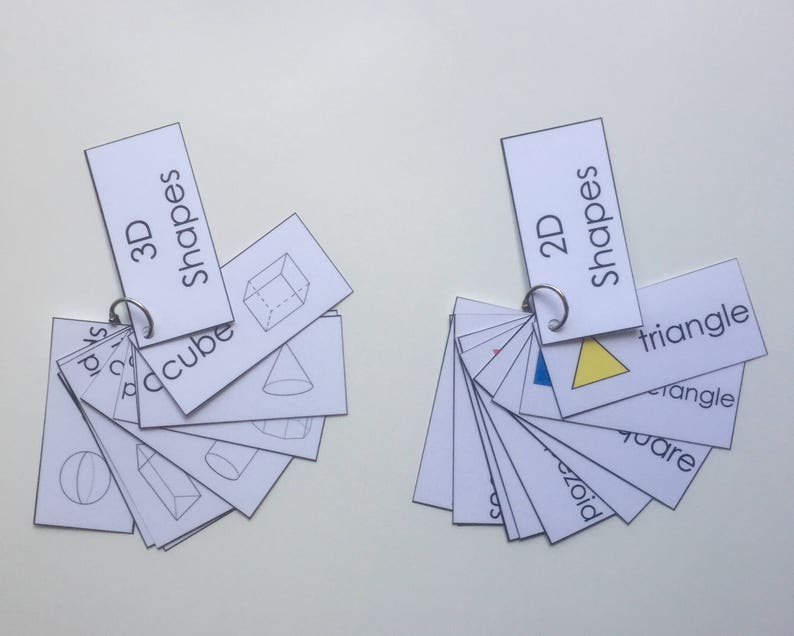 2 Educational Math Resource Learning 2D & 3D Shapes Flash Card Rings - Etsy