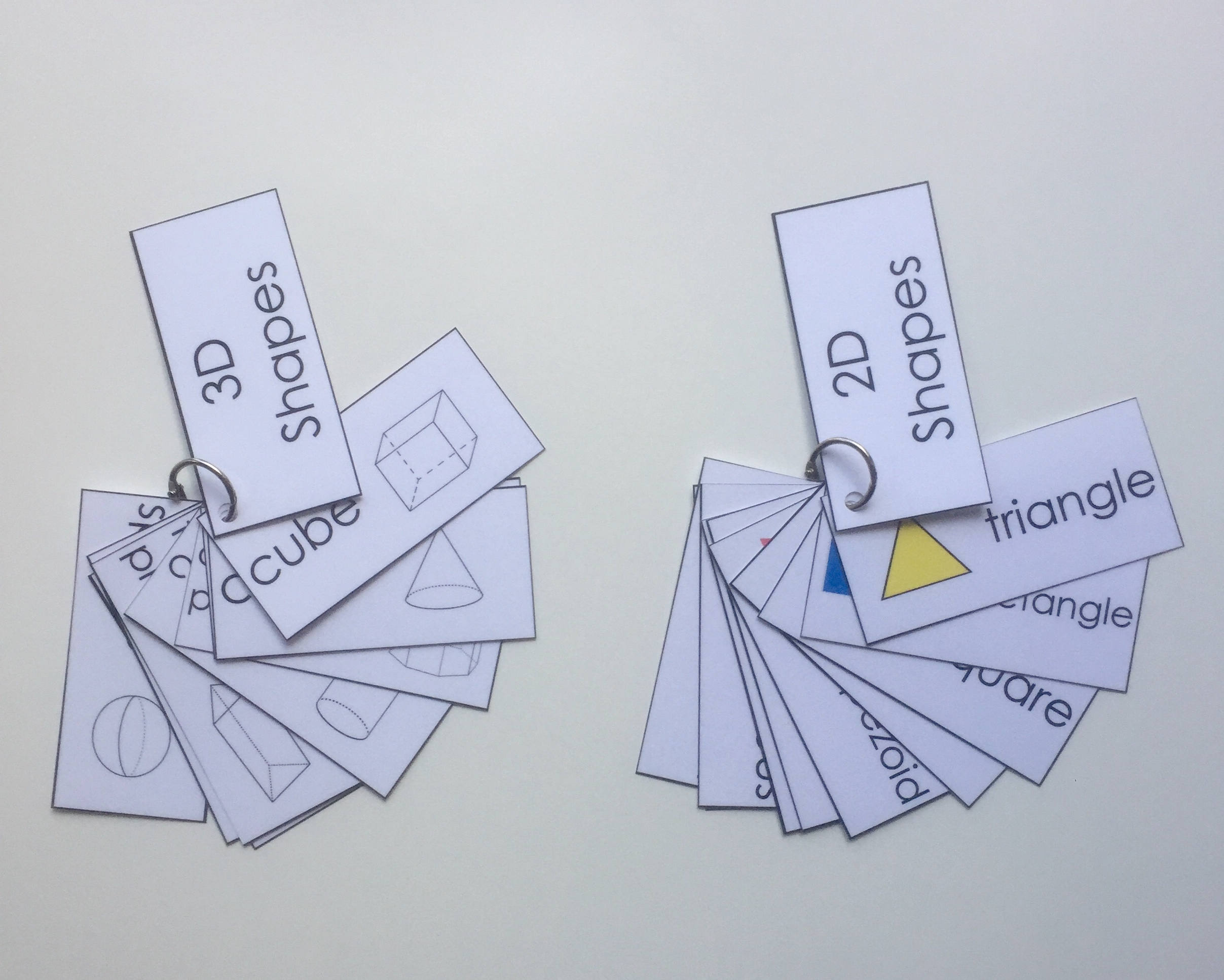 2 Educational Math Resource Learning 2D & 3D Shapes Flash Card Rings - Etsy