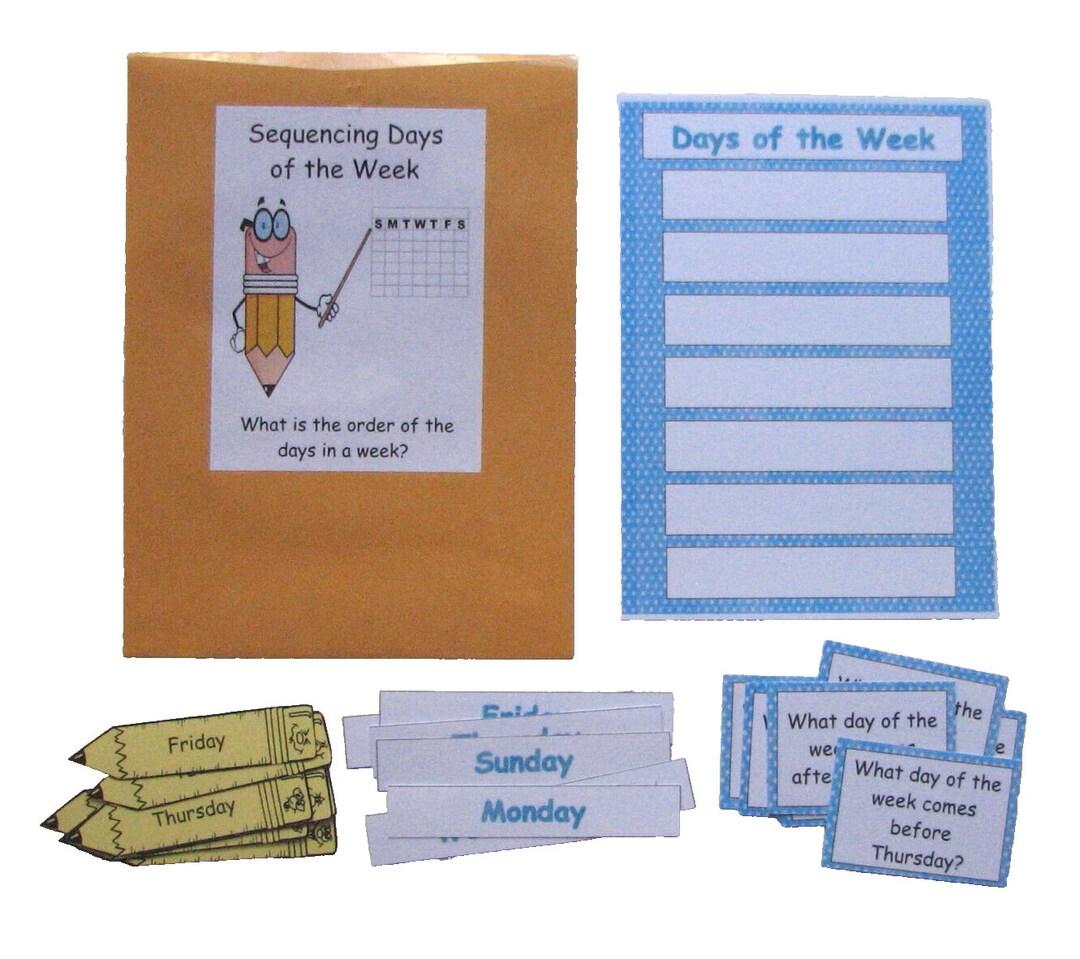 Teacher Made Math Center Learning Resource Game Sequencing Days of the ...