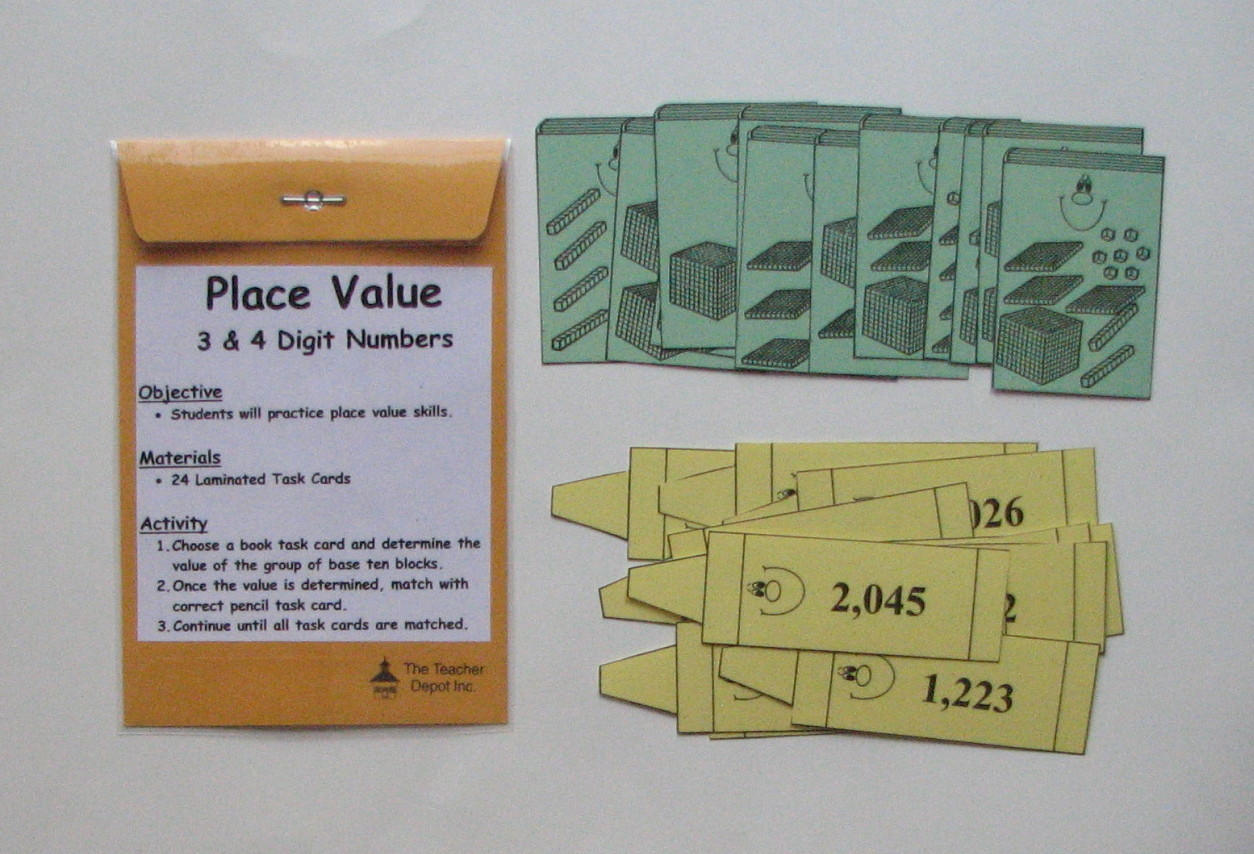 Teacher Made Math Center Learning Resource Game Place Value 3 & 4 Digit ...