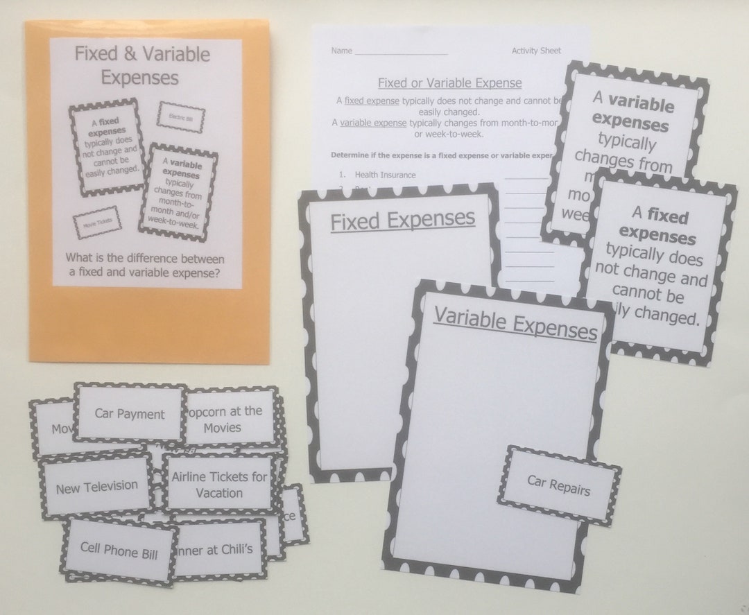 Teacher Made Financial Literacy Center Resource Game Fixed & Variable ...