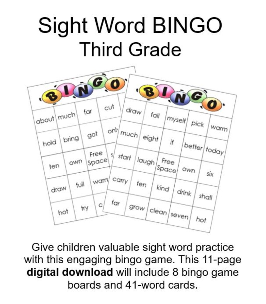 Third Grade Sight Word Digital Download Reading Center Phonics Resource ...