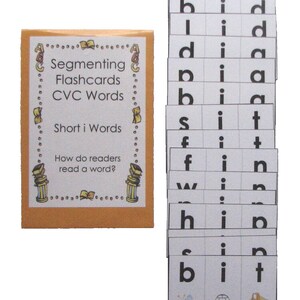 5 Educational Literacy Centers Segmenting Flashcards Short Vowel CVC ...