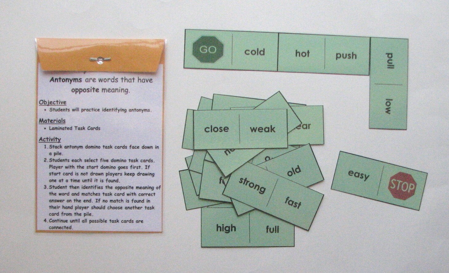 2 Teacher Made Literacy Centers Resource Games Synonym & Antonym ...