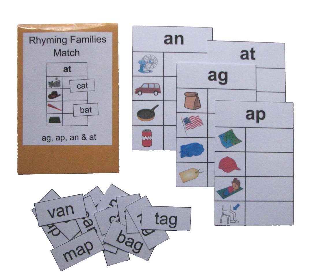 Educational Literacy Center Resource Game Rhyming Families Ag, Ap, an ...