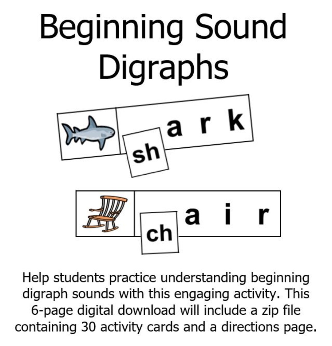 Beginning Sound Digraphs Digital Download Phonics Activity Teacher Made ...