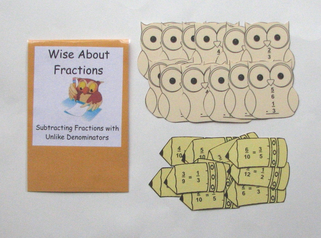 Teacher Made Math Center Resource Game Subtracting Fractions Unlike ...