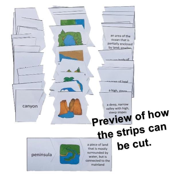 Landform Puzzles Digital Download Learning Center Activity Homeschool ...